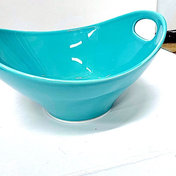 mat Ceramics | Accents | Large Teal Tabletop Bowl With Handles | Poshmark